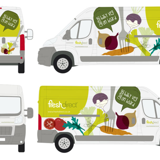 Self Adhesive Fleet Vehicle Graphics - Fresh Direct - B2B Graphics